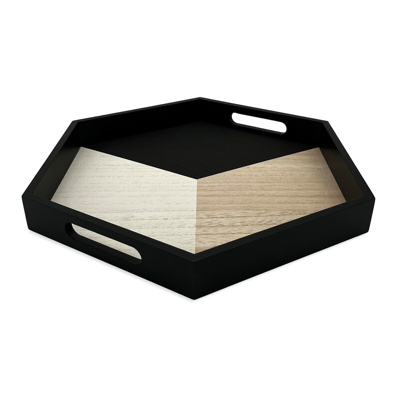 Montecito Home Modern Farmhouse Hexagon Decorative Wood Tray - Etsy