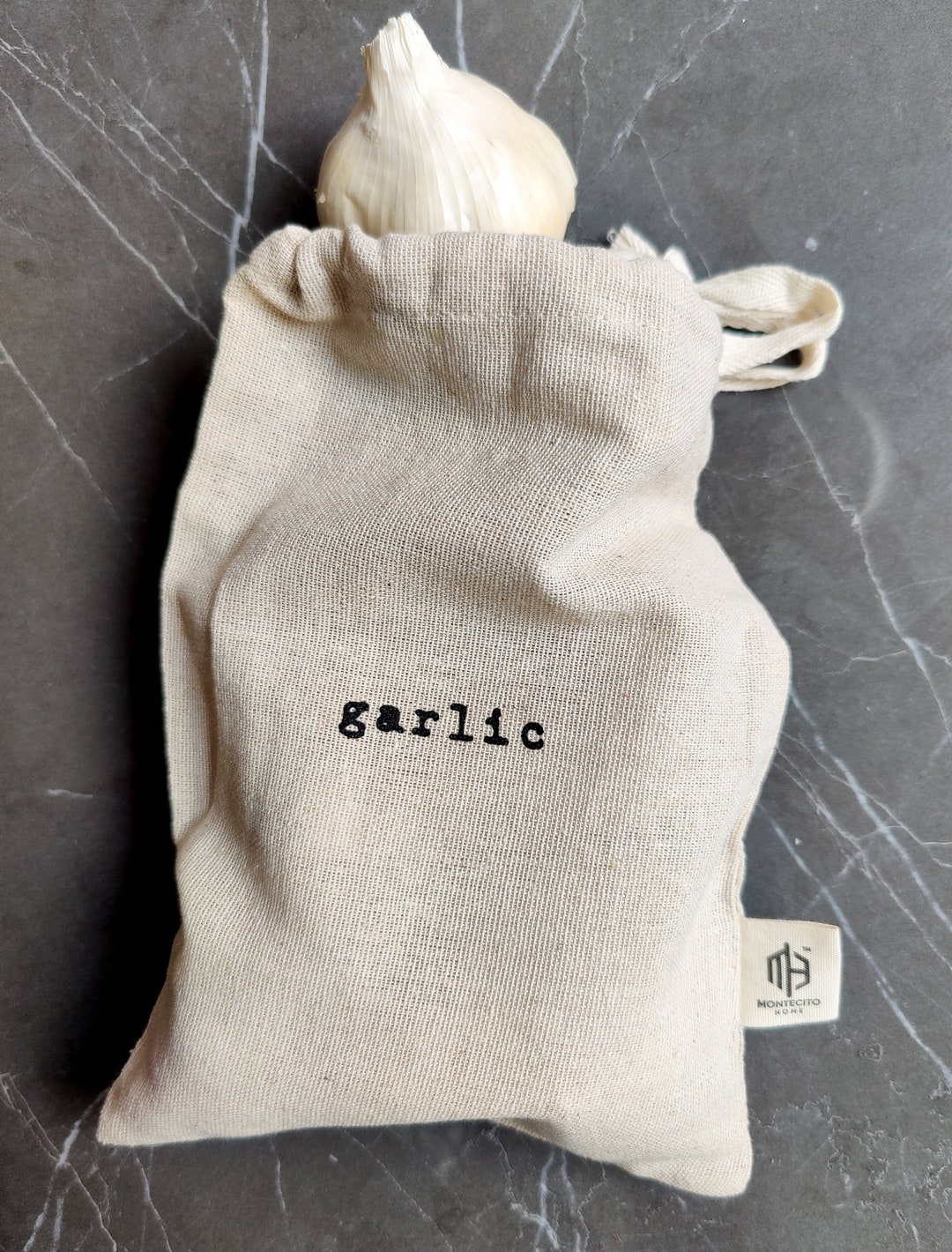 100% Artisan Linen Garlic Storage Bag - 9"x6" - Keep Cloves in a Dark ...