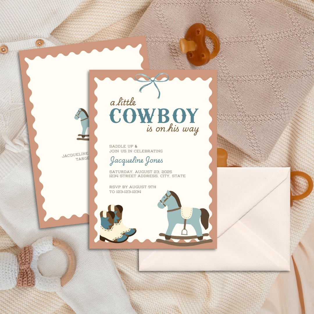 Cowboy Baby Shower Invitation Template, Howdy Baby Invite, Western Baby ...