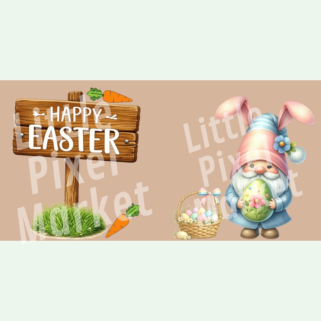 Happy Easter Gnome Banner Mockup PNG, Spring Party Sign (digital ...