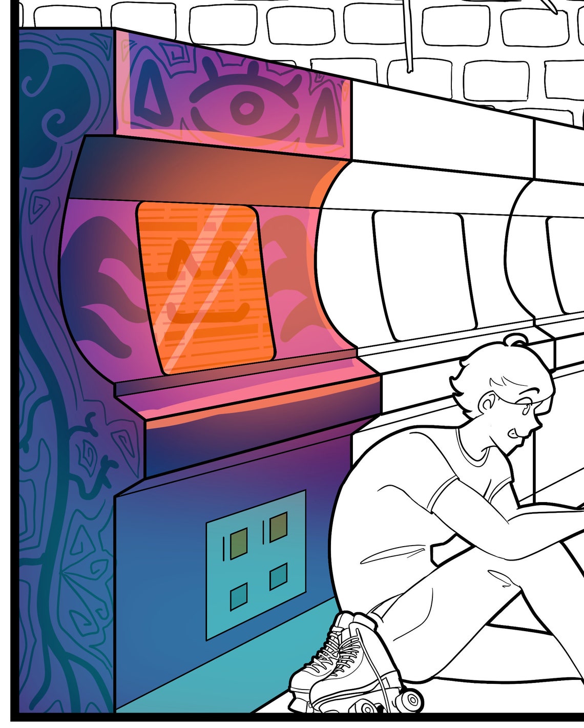 Printable Arcade Adult Coloring Page, Adult Coloring Page, Interior ...
