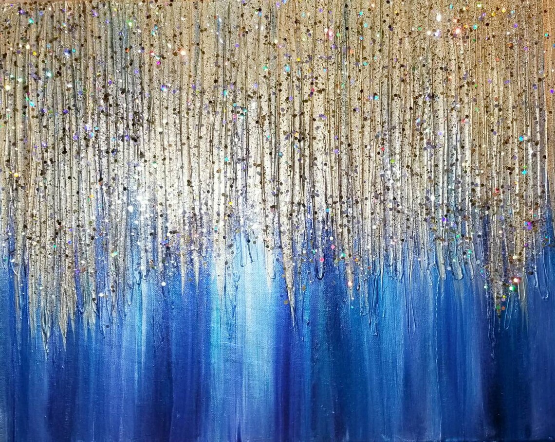Large Abstract Glitter Art reflections of the Golden - Etsy