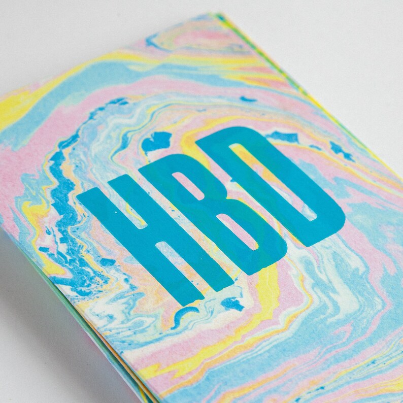 HBD, Handmade Letterpress Greeting Card, Paper Marbling, Happy Birthday ...