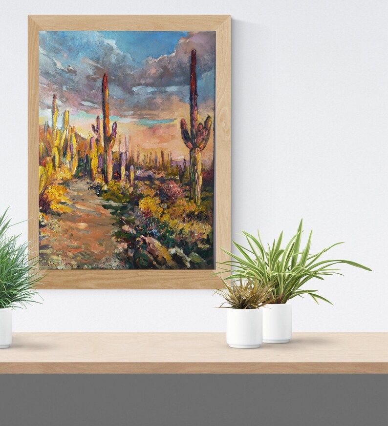 Cactus Painting Arizona Original Art Southwest Desert Wall Art - Etsy