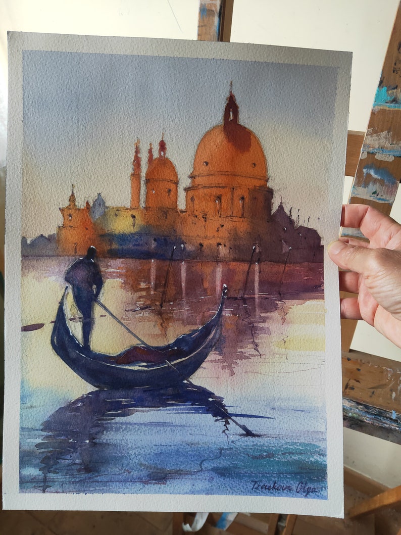 Venice Gondola Painting, Grand Canal Art, Original Watercolor (14x10 ...