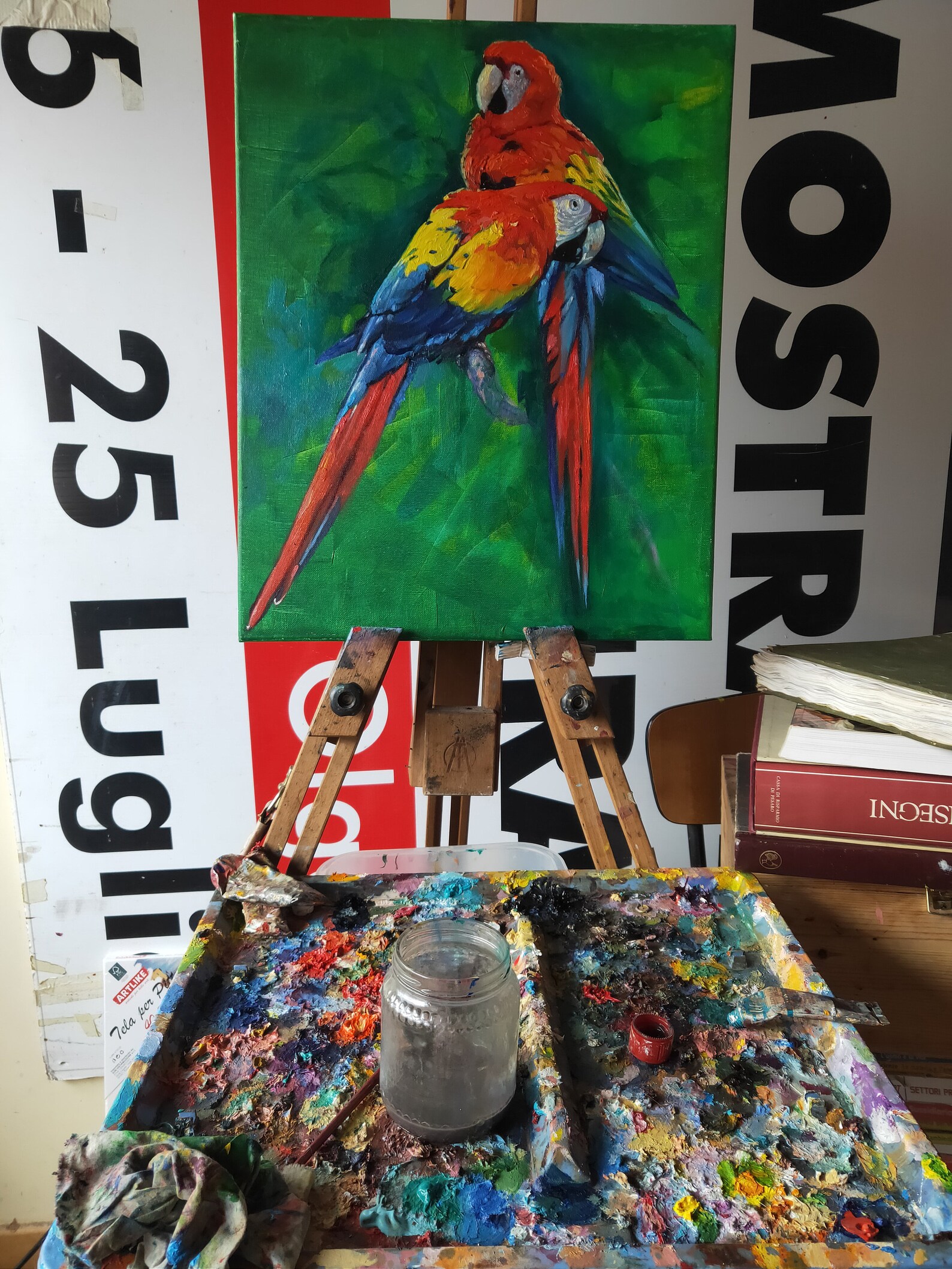 Parrot Painting Original Art Couple Painting Ara Parrot Wall | Etsy