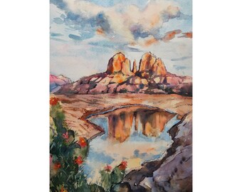 Desert Arizona State Outline Watercolor Wall Art Print - Etsy