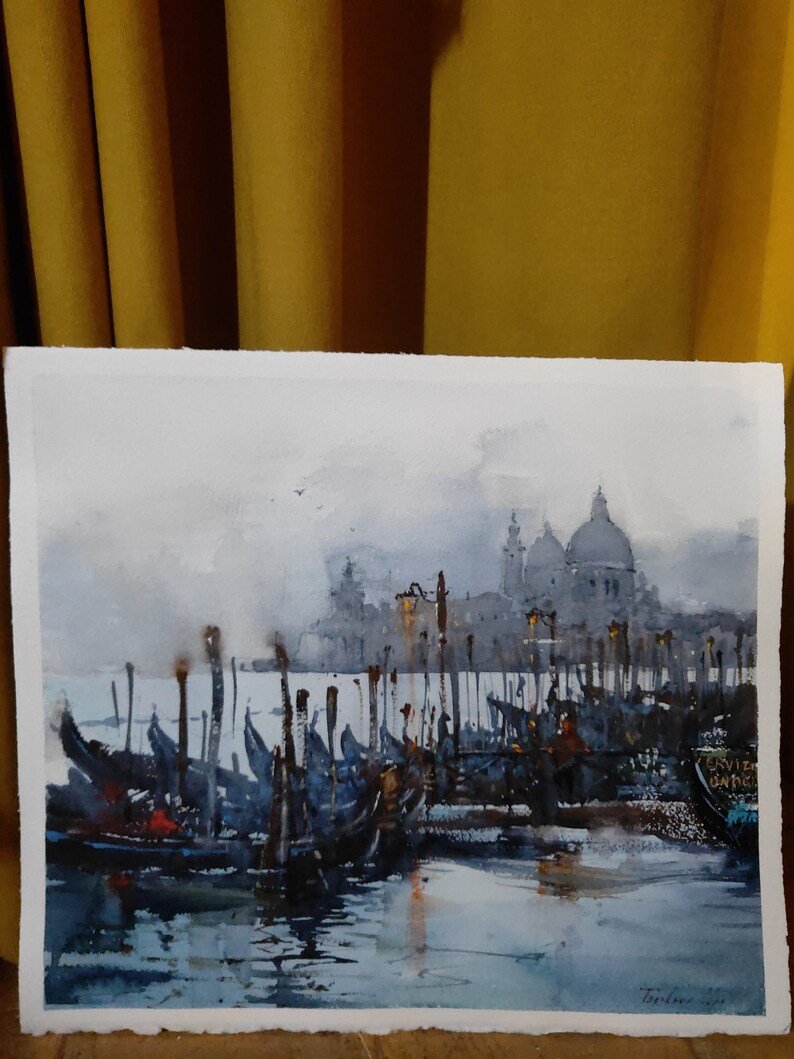 Venice Gondola Watercolor Painting, Italy San Marco Artwork (12x14 ...