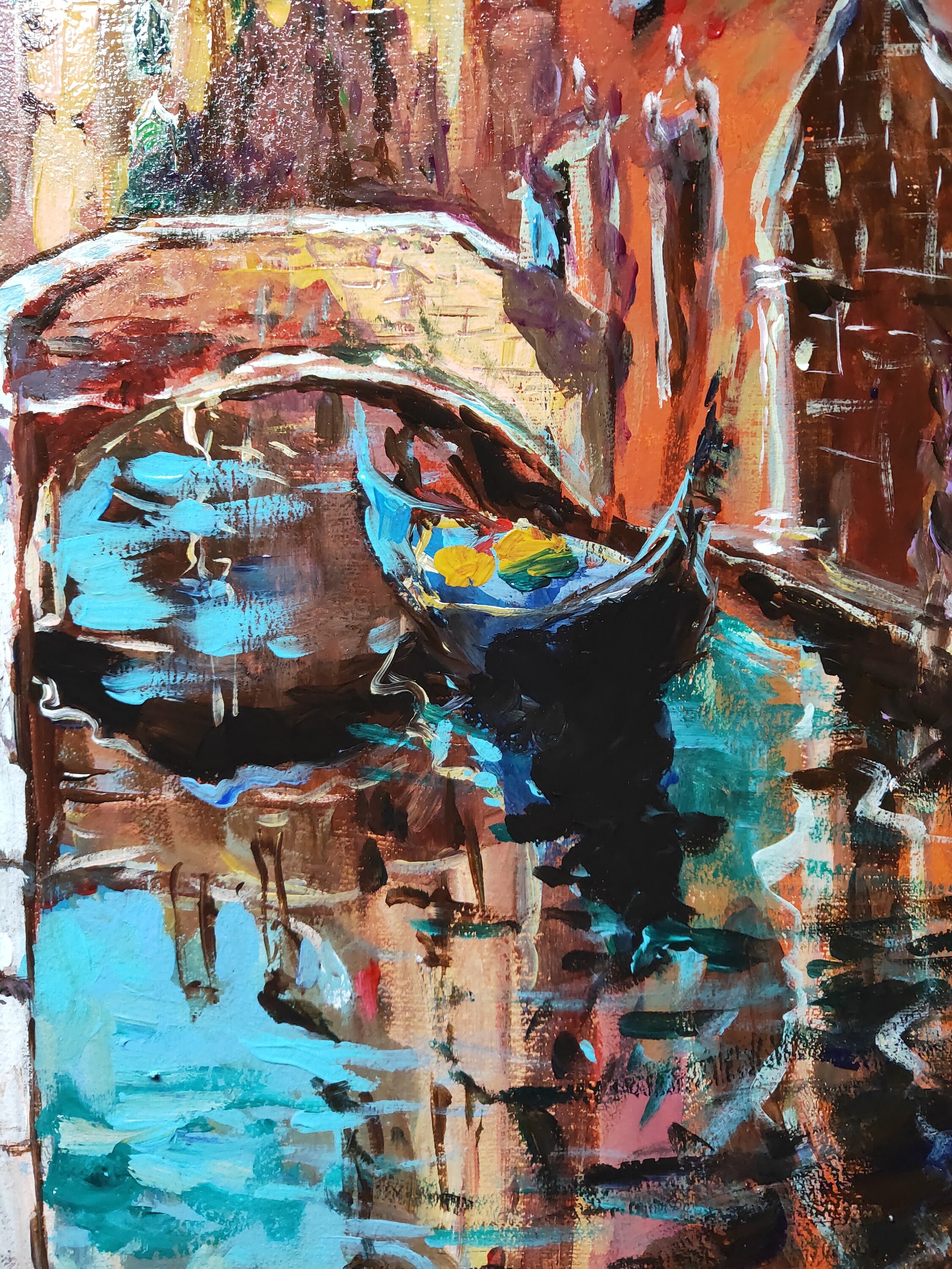 Venice Painting Italy Original Art Gondola Artwork Cityscape | Etsy