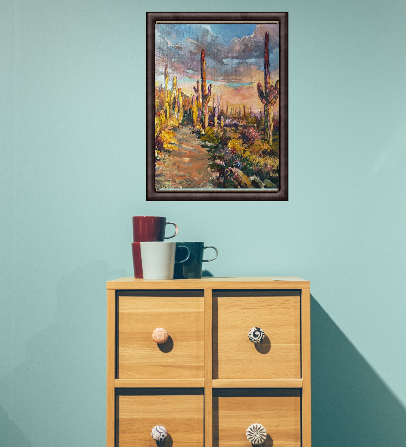 Cactus Painting Arizona Original Art Southwest Desert Wall Art | Etsy