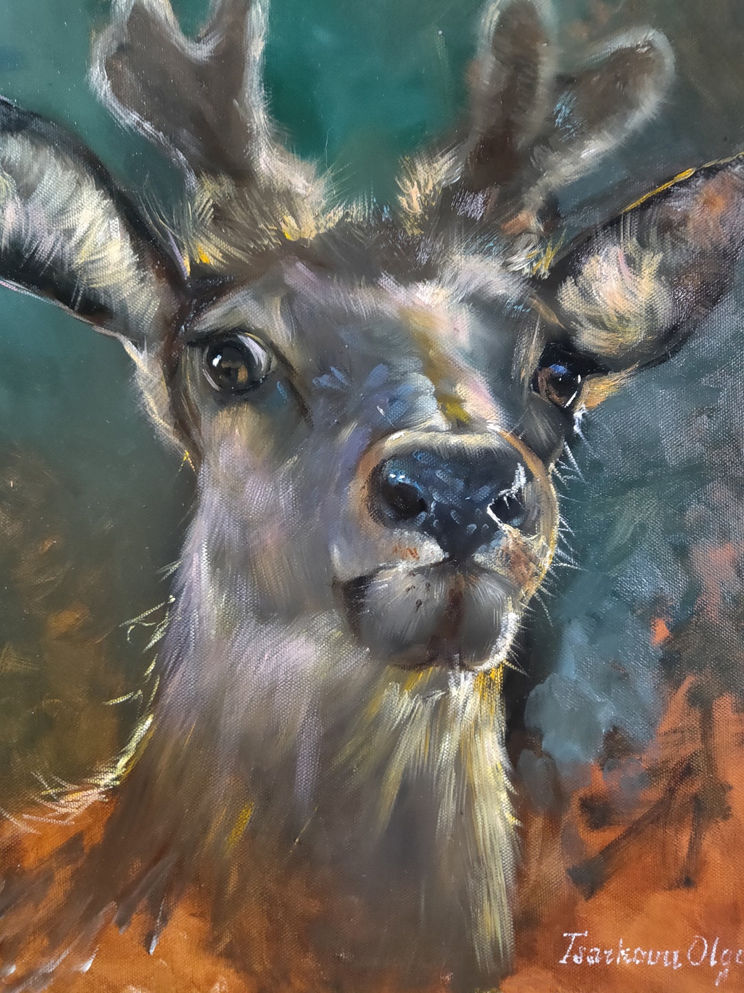 Stag Painting Original Art Stag Artwork Stag Wall Art Wildlife Original ...