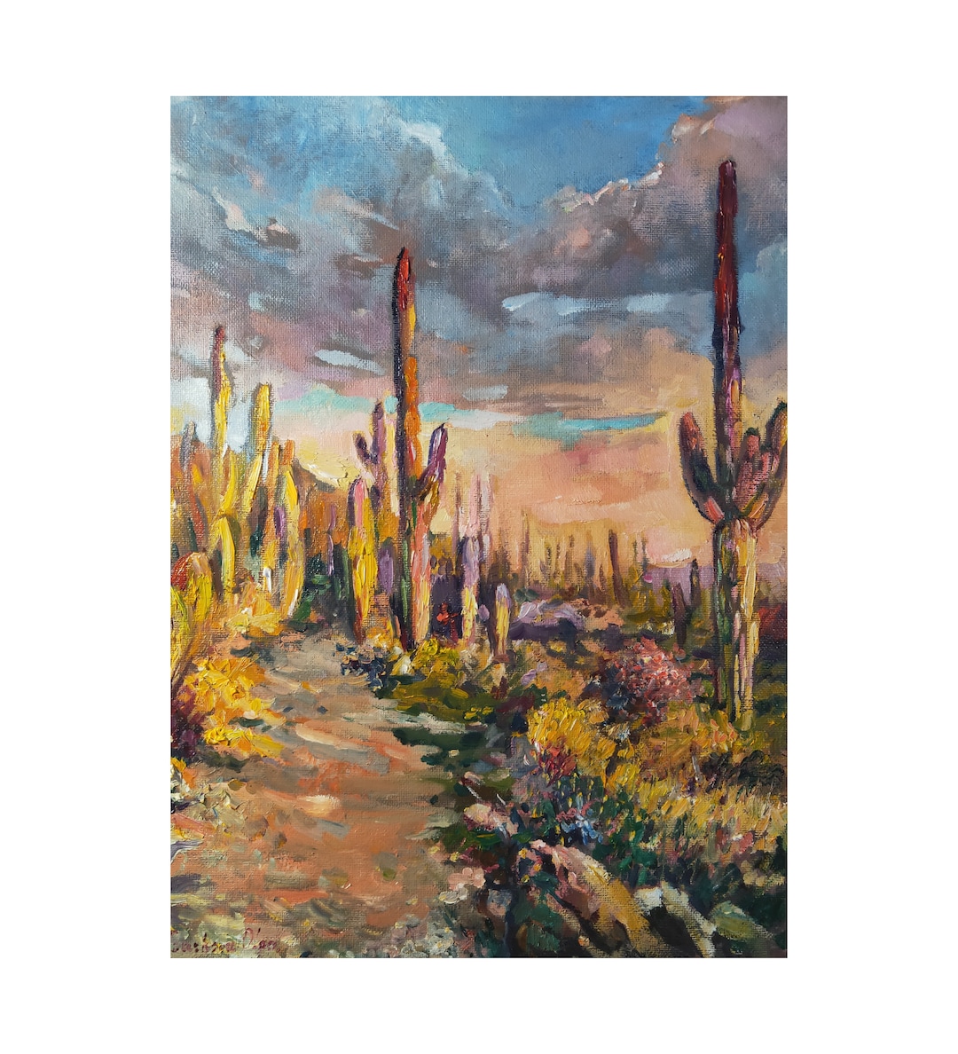 Cactus Painting Arizona Original Art Southwest Desert Wall Art Sedona ...