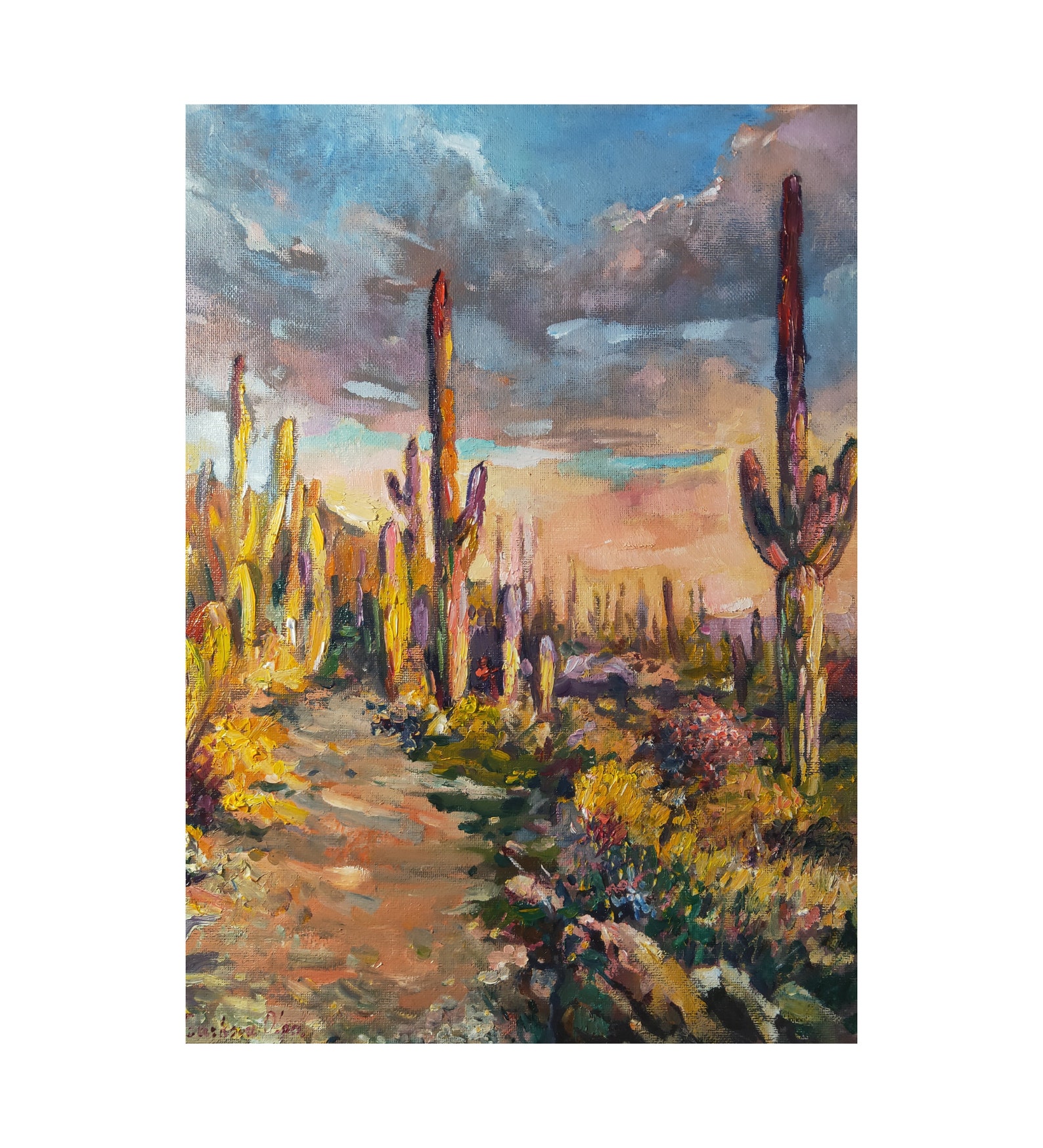 Cactus Painting Arizona Original Art Southwest Desert Wall Art - Etsy