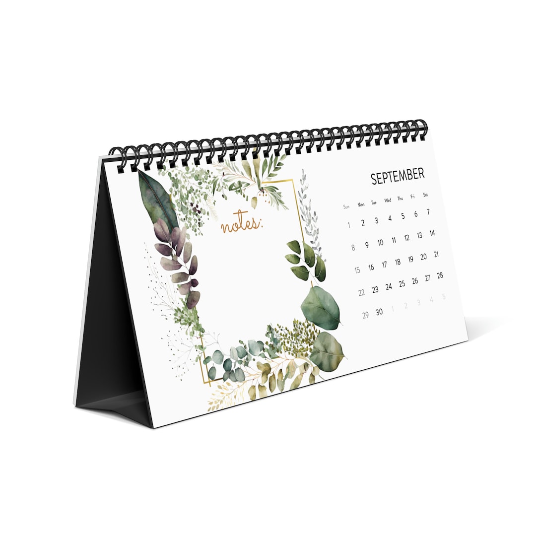 Desktop Calendar (2024 Grid) Greenery Leaves Boho Neutral - Etsy