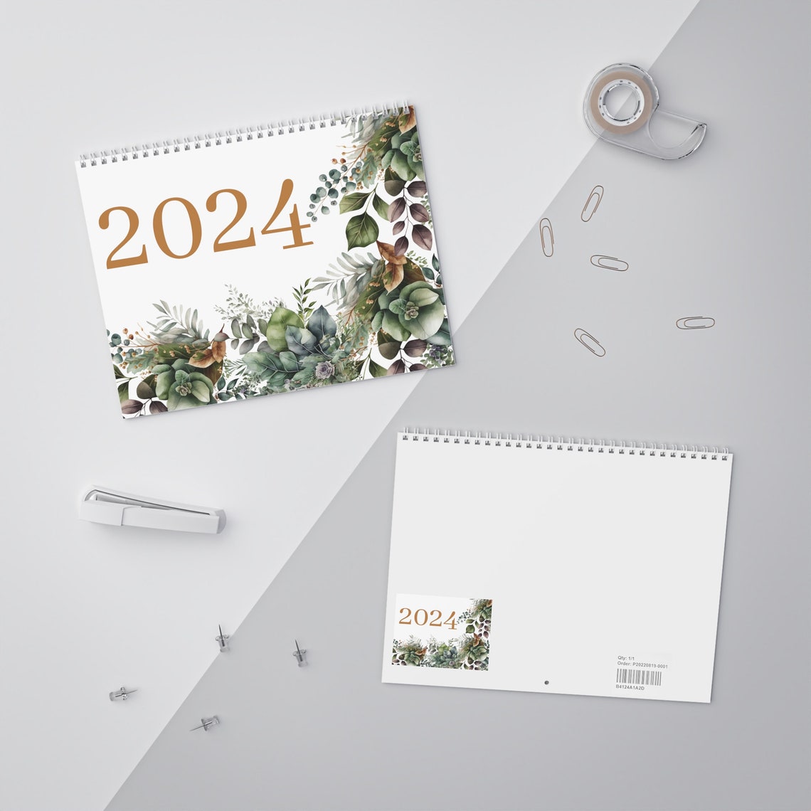 Calendar (2024) - Greenery Boho Neutral Leaves Cute Office Supplies ...