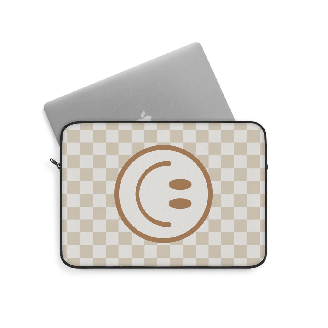 Neutral Checkered Smiley Face Laptop Sleeve - Etsy