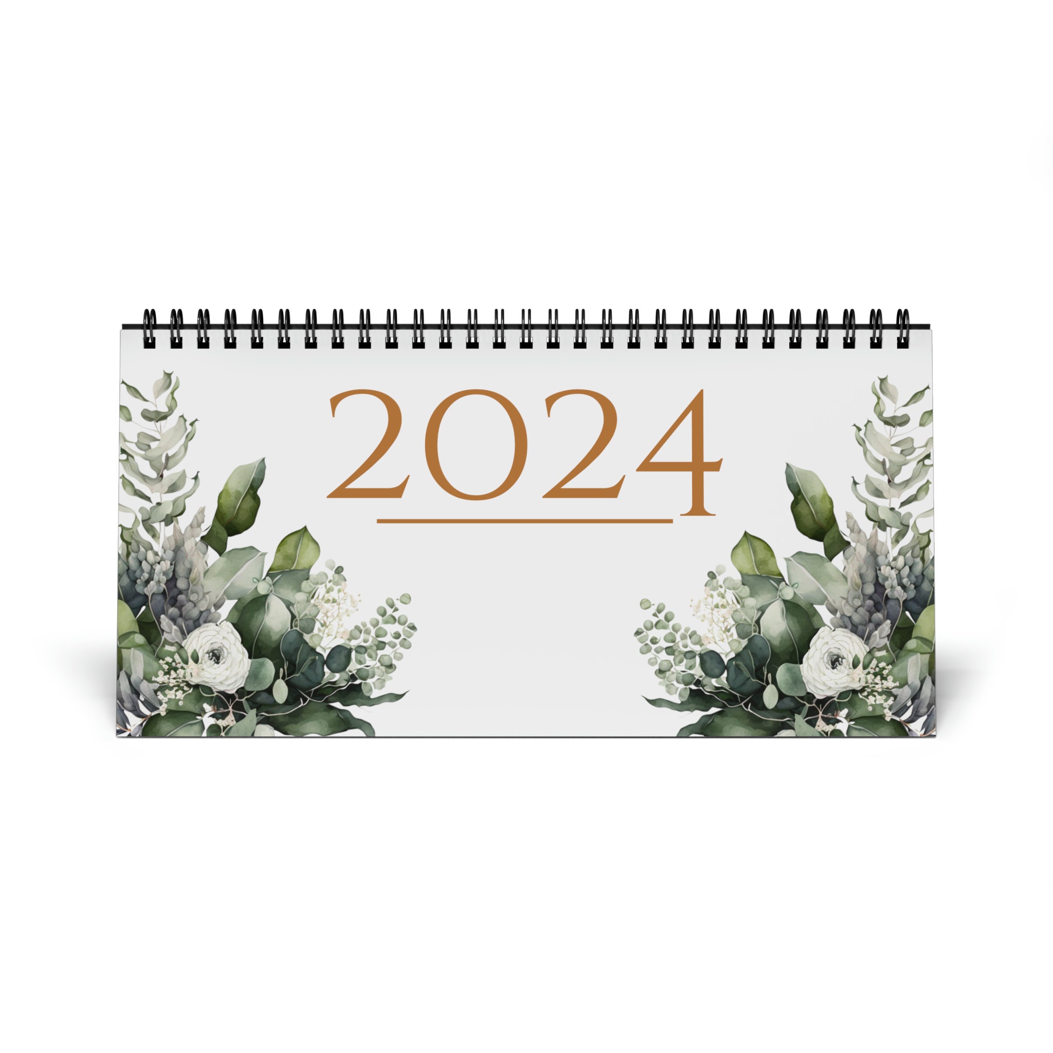 Desktop Calendar (2024 Grid) Greenery Leaves Boho Neutral - Etsy