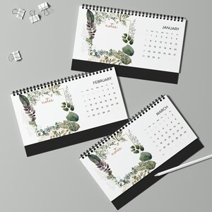 Desktop Calendar (2024 Grid) Greenery Leaves Boho Neutral - Etsy