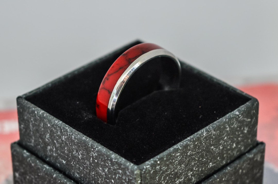 Blood Ring - Blood Jasper Trustone and Titanium Ring - Etsy