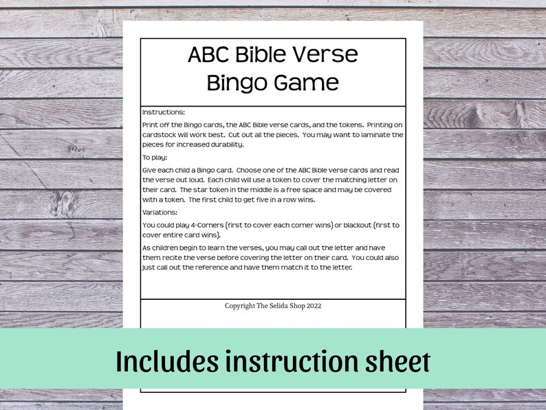 ABC Bible Verse Bingo Game - Etsy