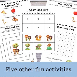 Preschool Bible Story Activity Pack Worksheets - Adam and Eve - Etsy