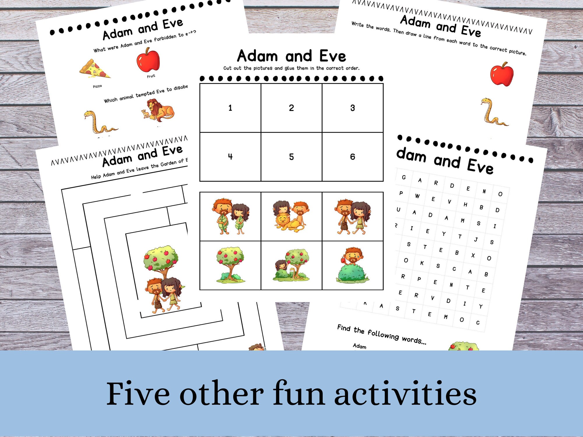 Preschool Bible Story Activity Pack Worksheets - Adam and Eve - Etsy