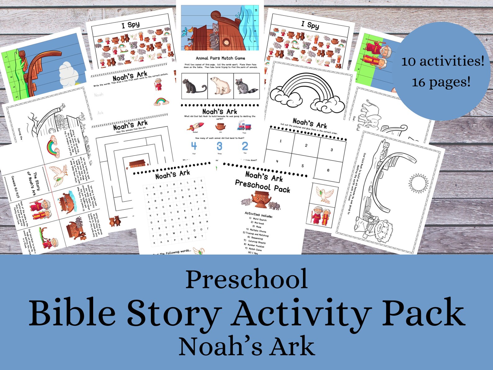 Preschool Bible Story Activity Pack Worksheets - Noah's Ark - Etsy
