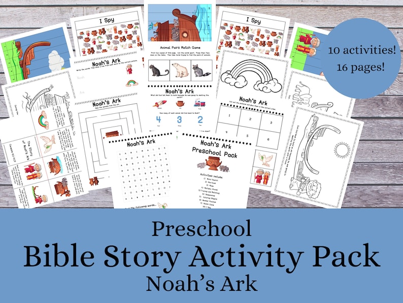Preschool Bible Story Activity Pack Worksheets - Noah's Ark - Etsy