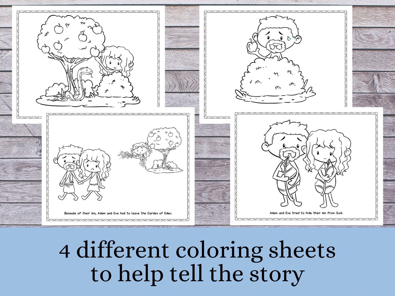 Preschool Bible Story Activity Pack Worksheets - Adam and Eve - Etsy