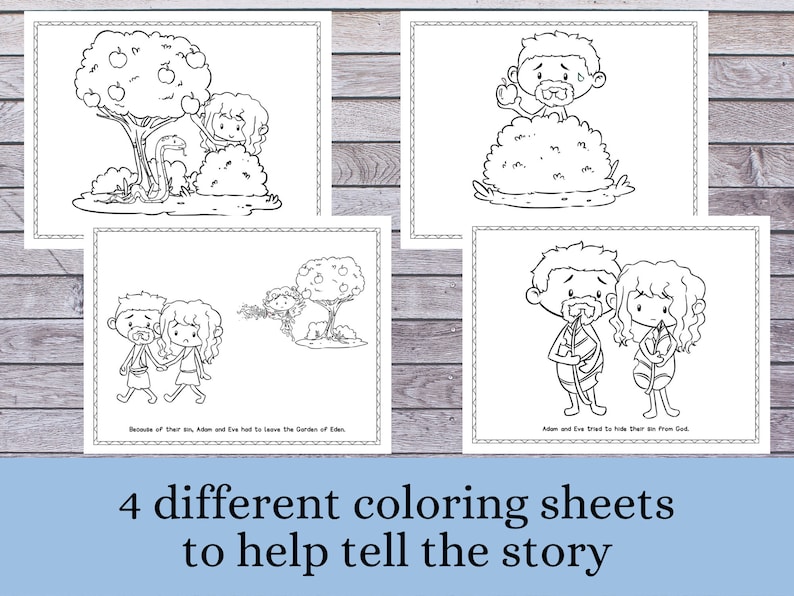 Preschool Bible Story Activity Pack Worksheets - Adam and Eve - Etsy