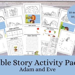 Preschool Bible Story Activity Pack Worksheets - Adam and Eve - Etsy
