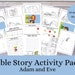 Preschool Bible Story Activity Pack Worksheets - Adam and Eve - Etsy