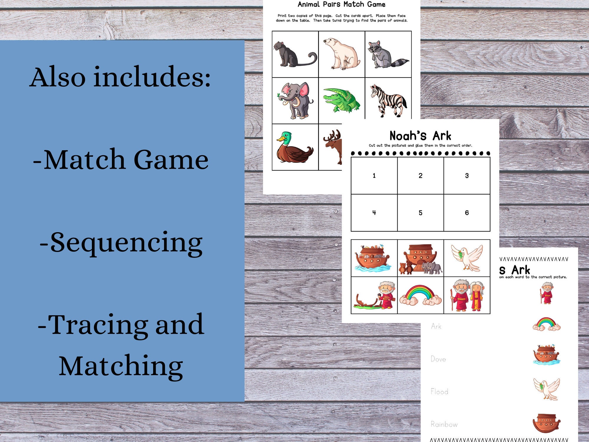 Preschool Bible Story Activity Pack Worksheets Noah's Ark - Etsy