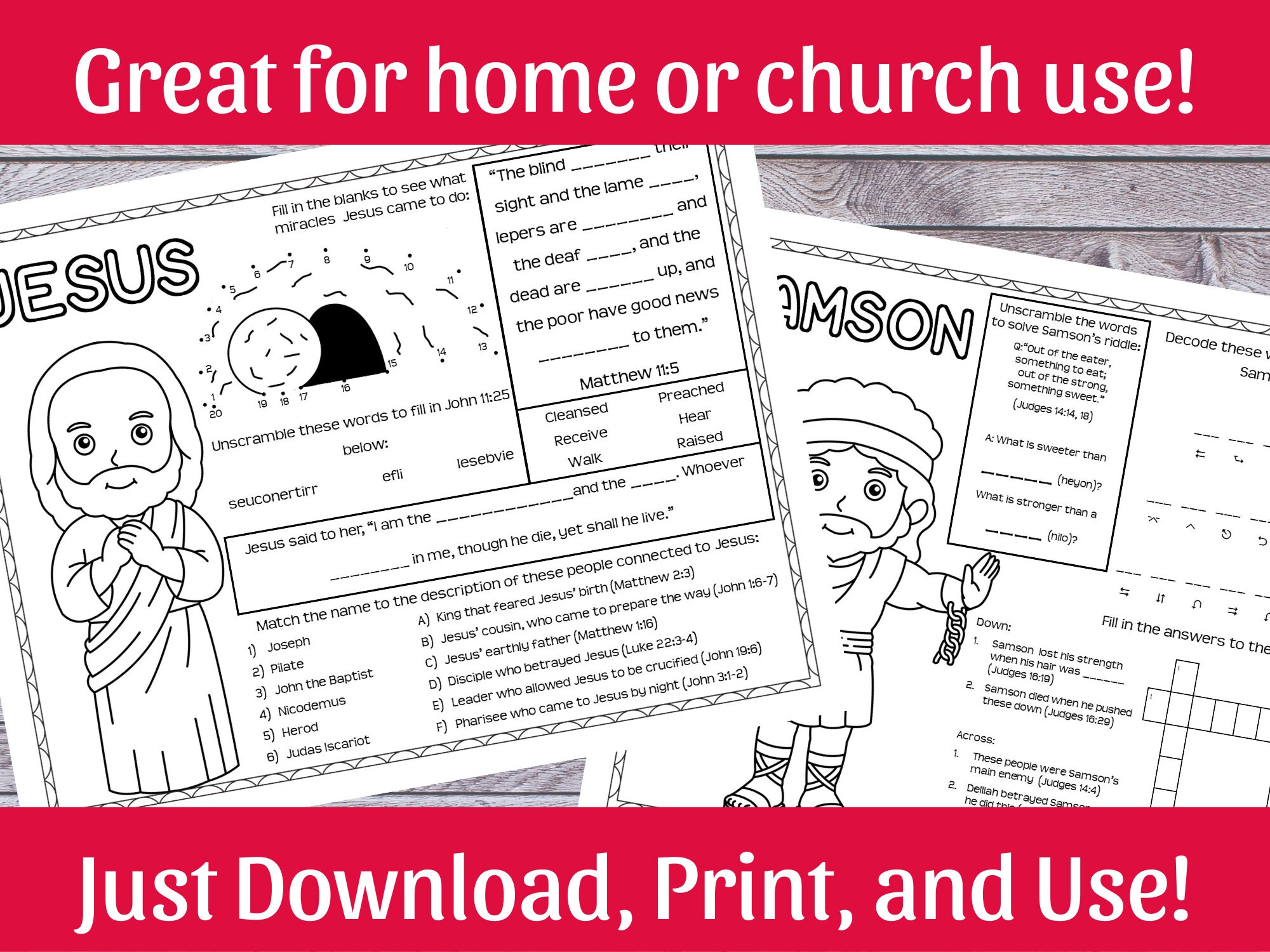Bible Character Activity Sheets - Etsy