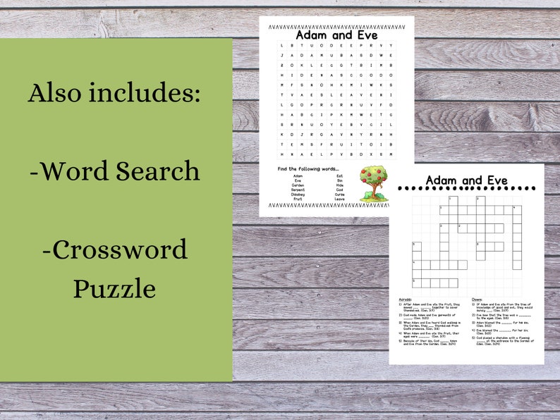 Elementary Bible Story Activity Pack Worksheets - Adam and Eve - Etsy