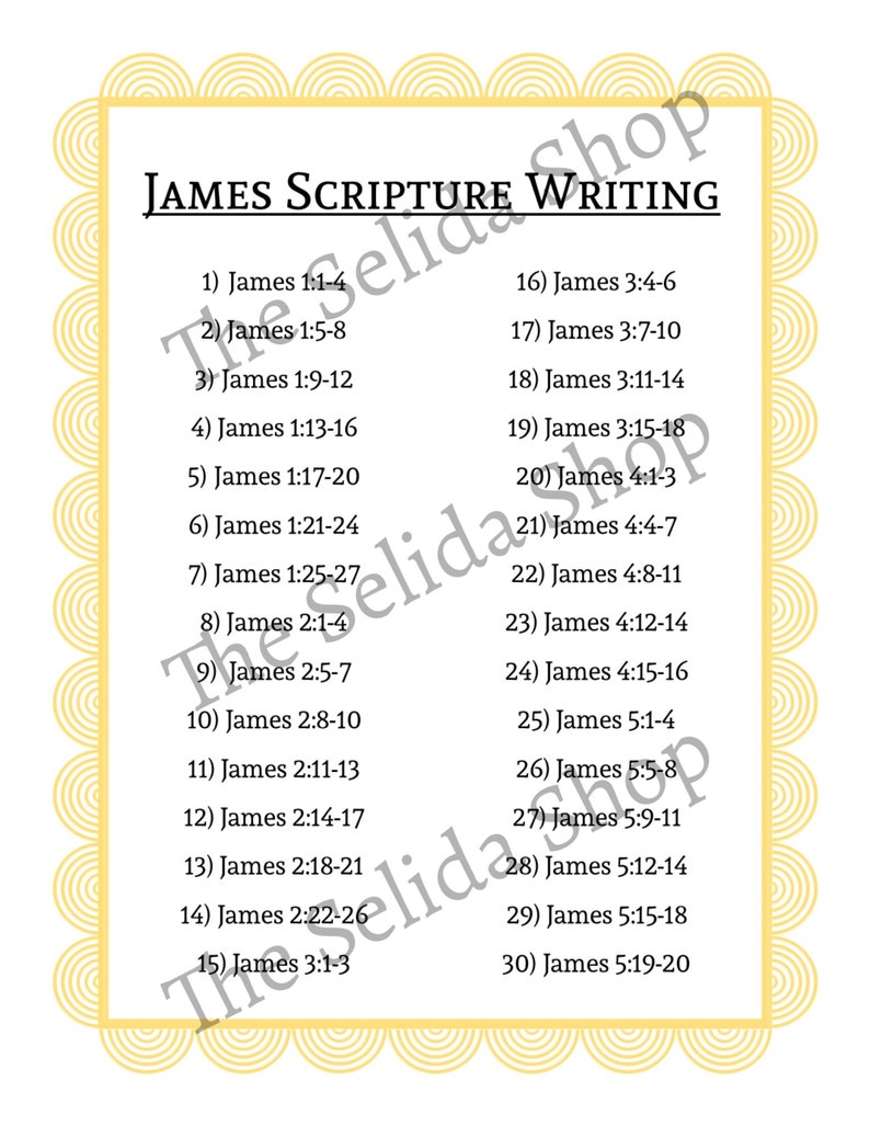 James 30-day Scripture Writing/bible Reading Plan - Etsy