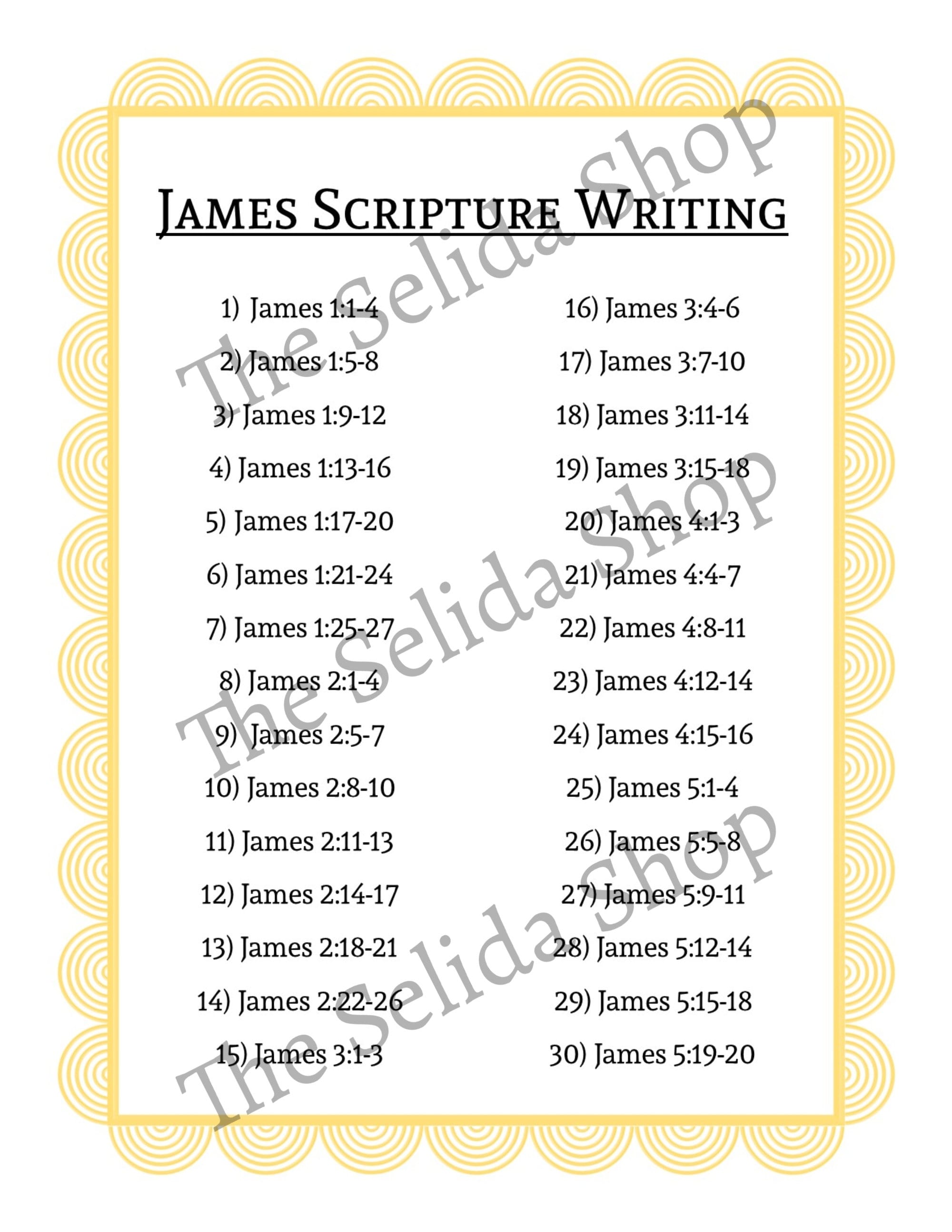 James 30-day Scripture Writing/bible Reading Plan - Etsy