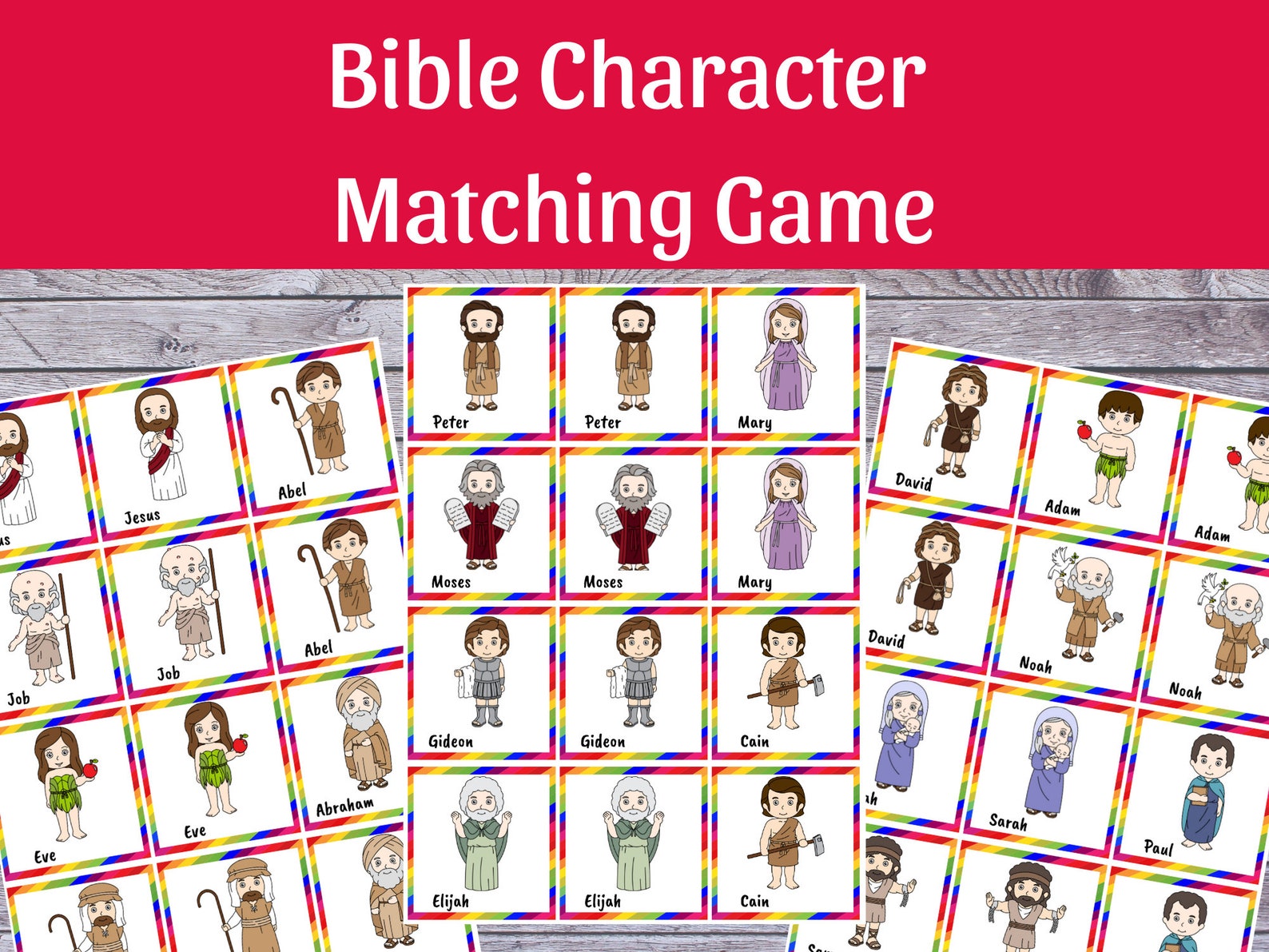 Bible Character Match Game - Etsy