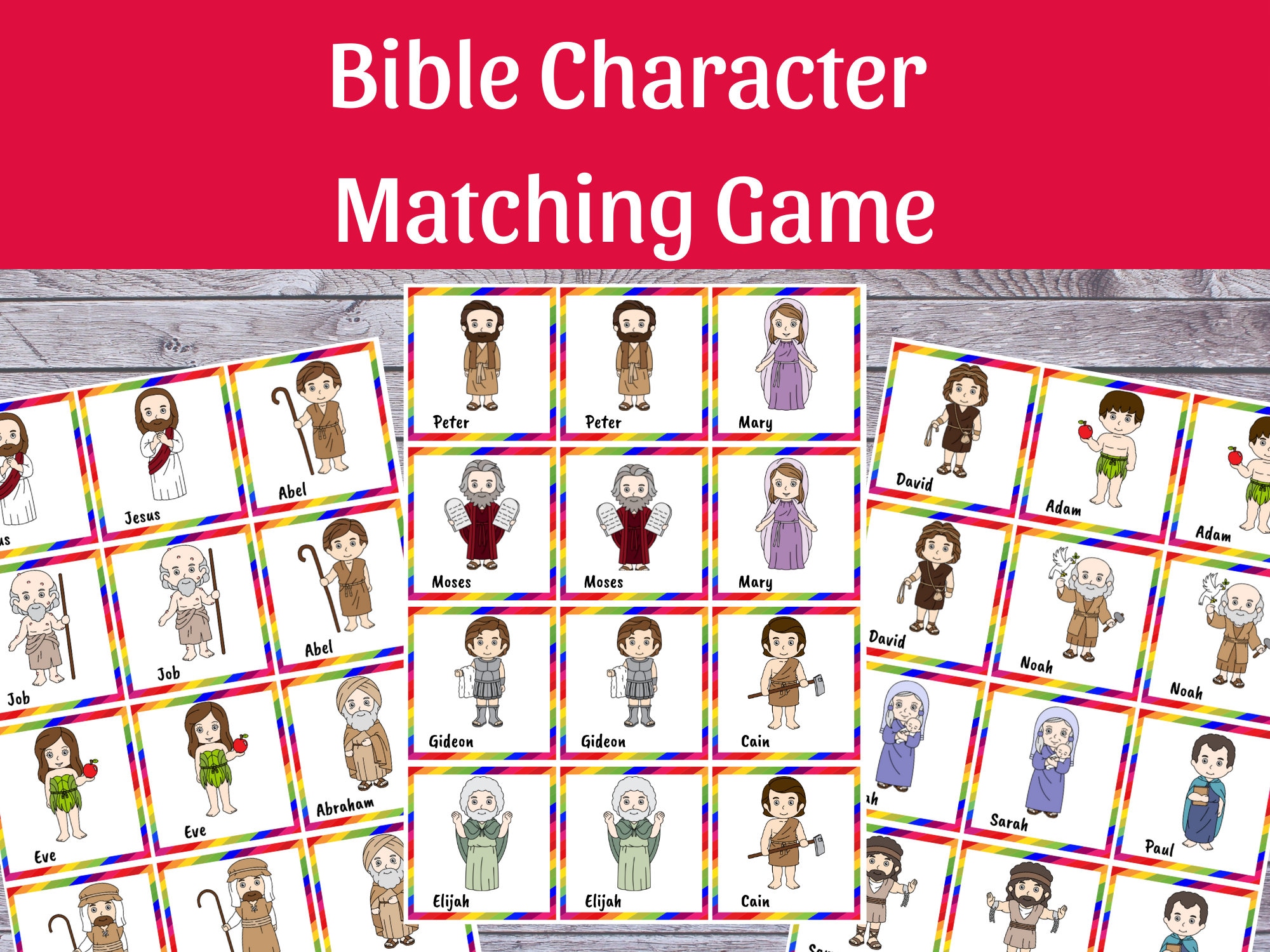 Bible Character Match Game - Etsy