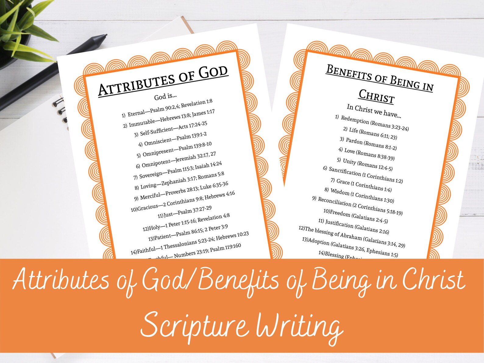 Printable Scripture Writing Plans: Attributes of God/benefits of Being ...