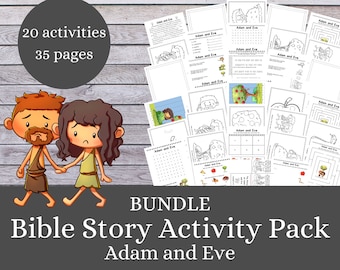 Preschool Bible Story Activity Pack Worksheets Adam and Eve - Etsy