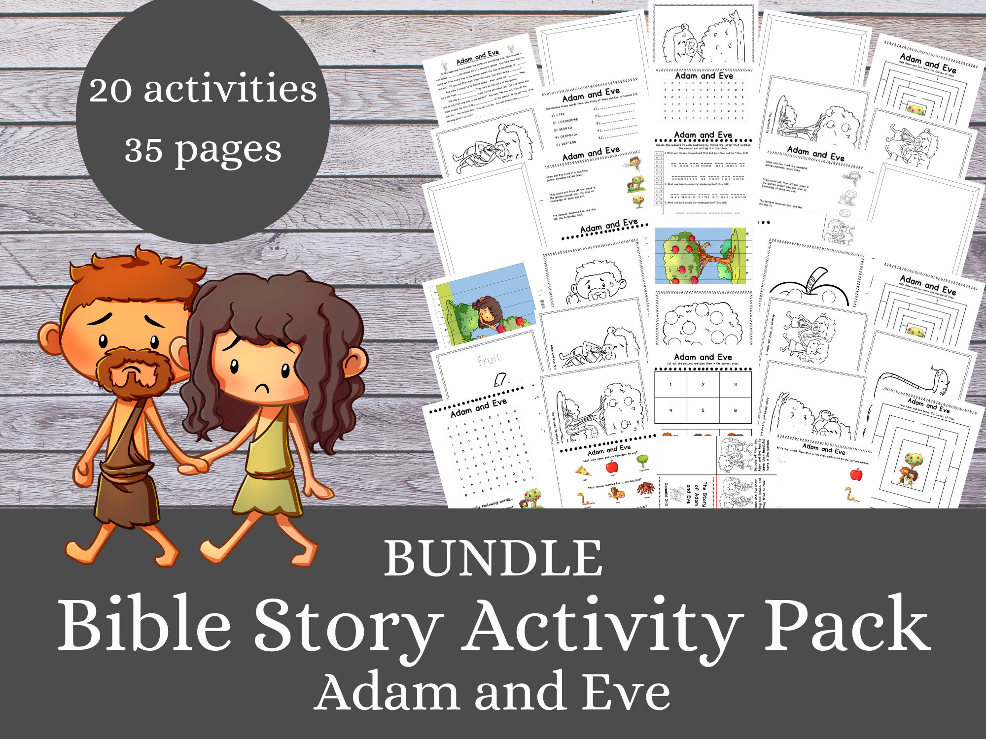 Bible Story Activity Pack Bundle - Adam and Eve - Etsy
