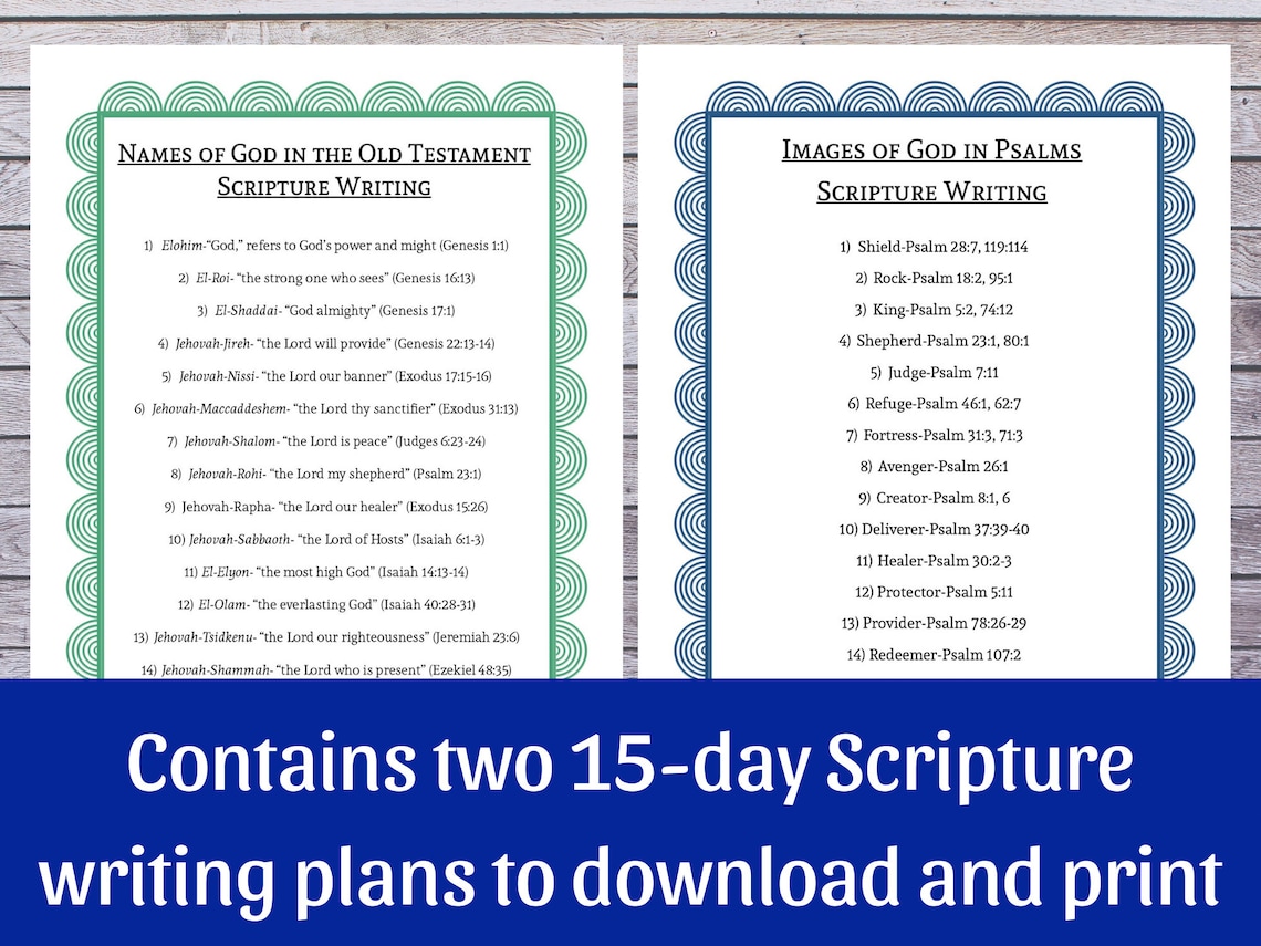 Names of God Scripture Writing/bible Study Plan - Etsy