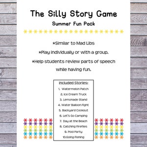 Mad Libs Style Game for Kids - Etsy