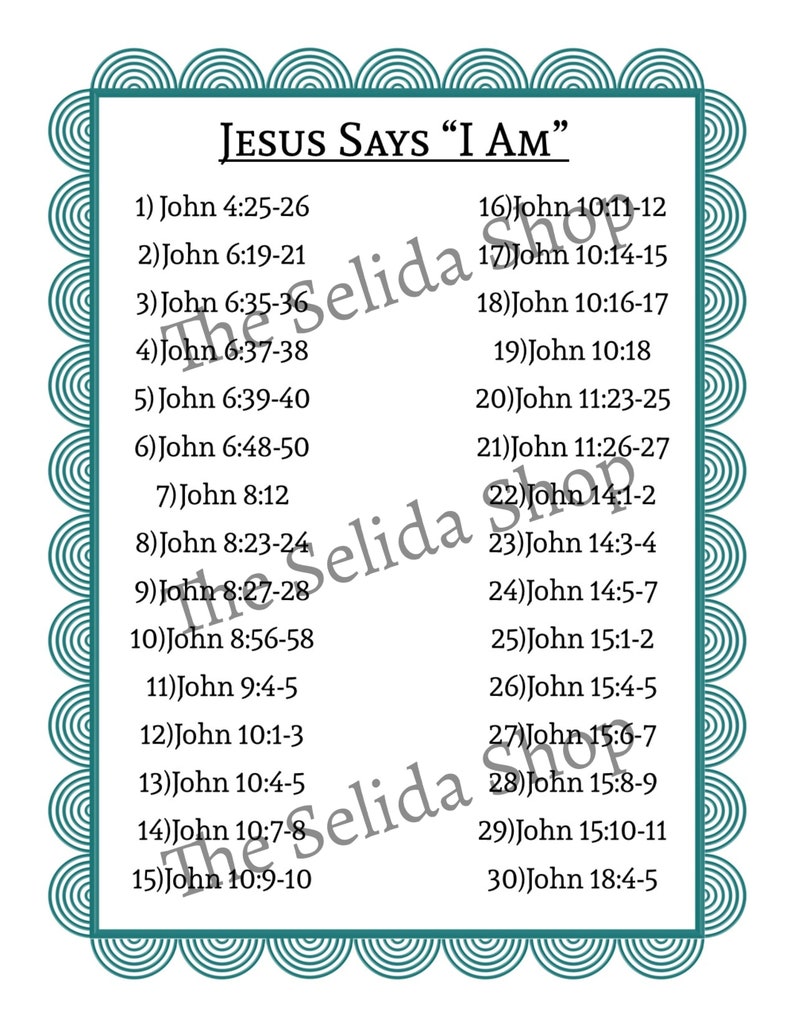 Jesus Says "i Am" Scripture Writing Plan - Etsy
