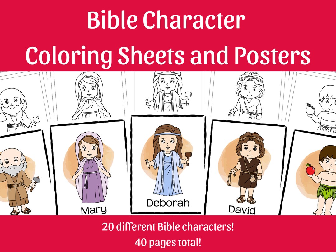 Bible Character Coloring Sheets and Posters - Etsy