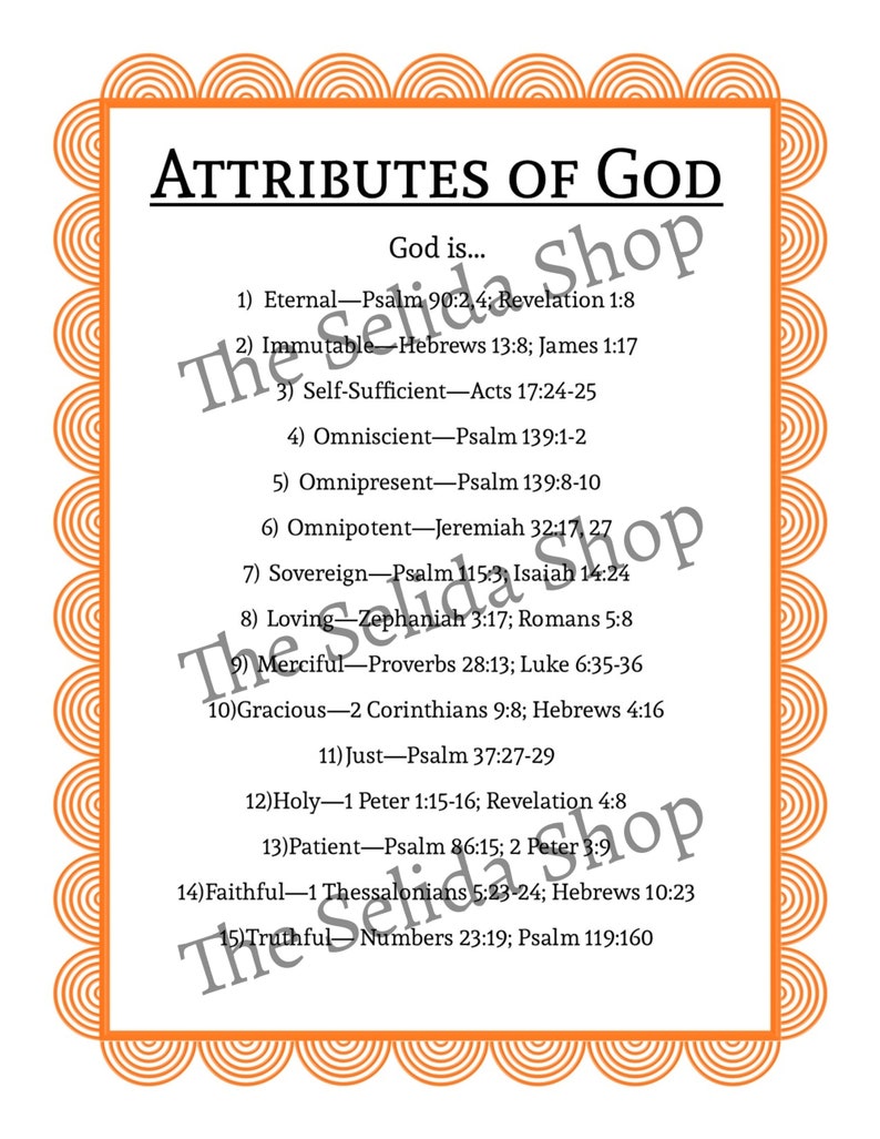 Printable Scripture Writing Plans: Attributes of God/benefits of Being ...