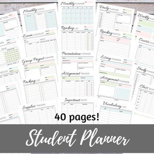 Student Planner Printable , Study Planner, School Planner, College ...