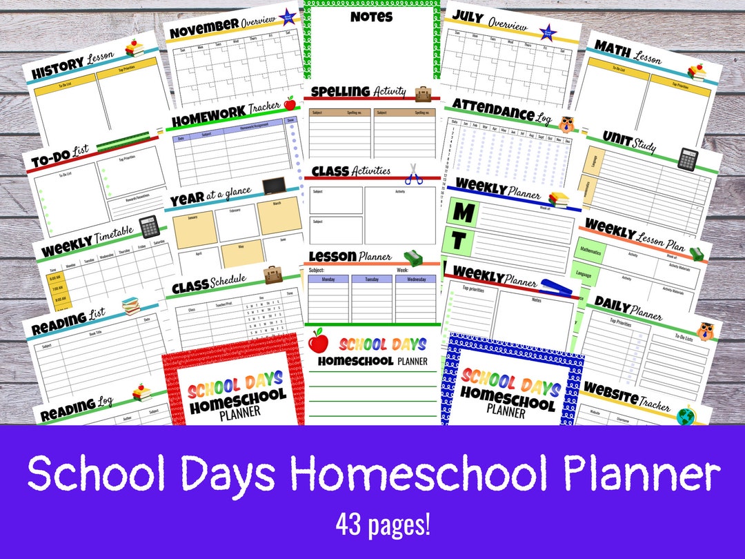 Printable Homeschool Planner-school Days Design - Etsy