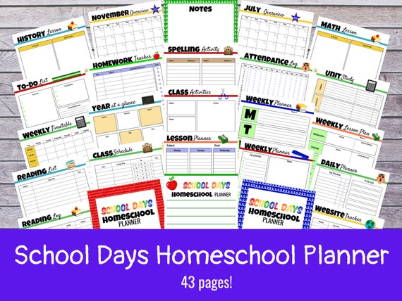 Printable Homeschool Planner-school Days Design - Etsy